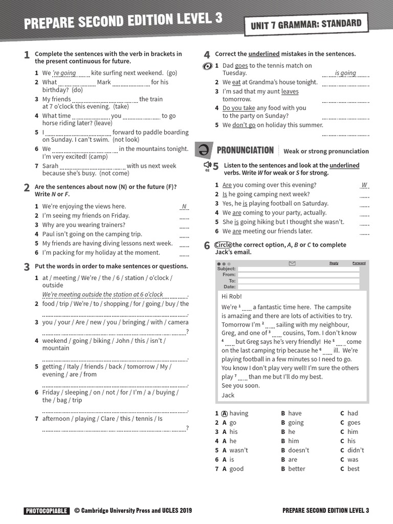 PREPARE 3 Grammar Standard Unit 07 | PDF