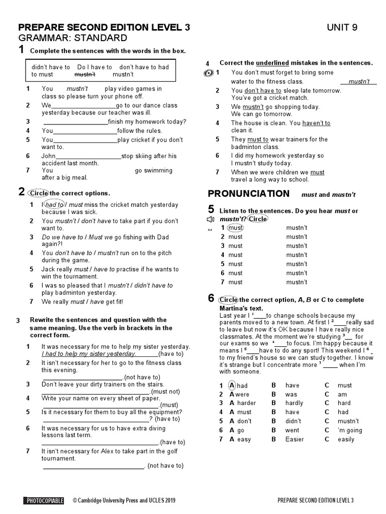 PREPARE 3 Grammar Standard Unit 09 | PDF