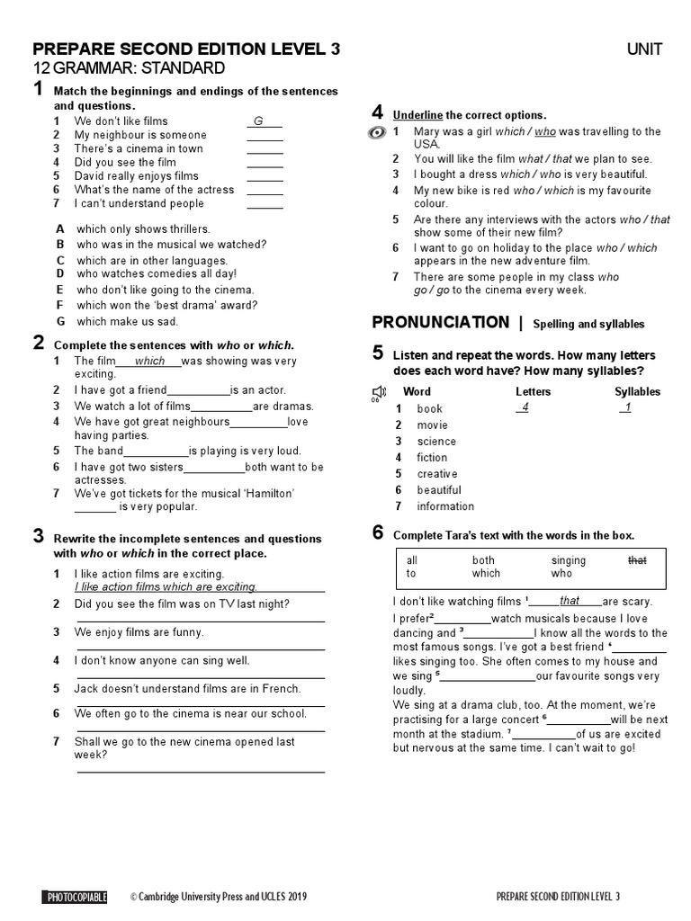 PREPARE 3 Grammar Standard Unit 12 | PDF | Linguistics | Human Communication