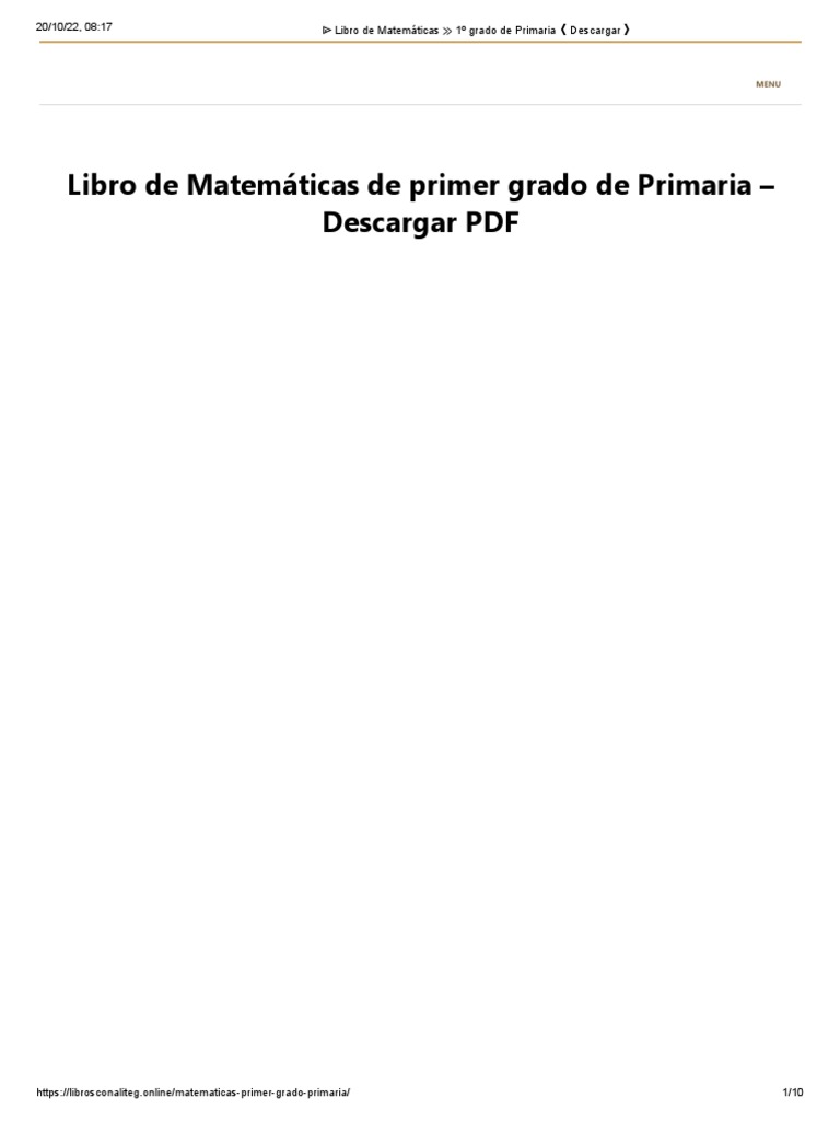 Descarga Libro Matemáticas 1º Primaria | PDF