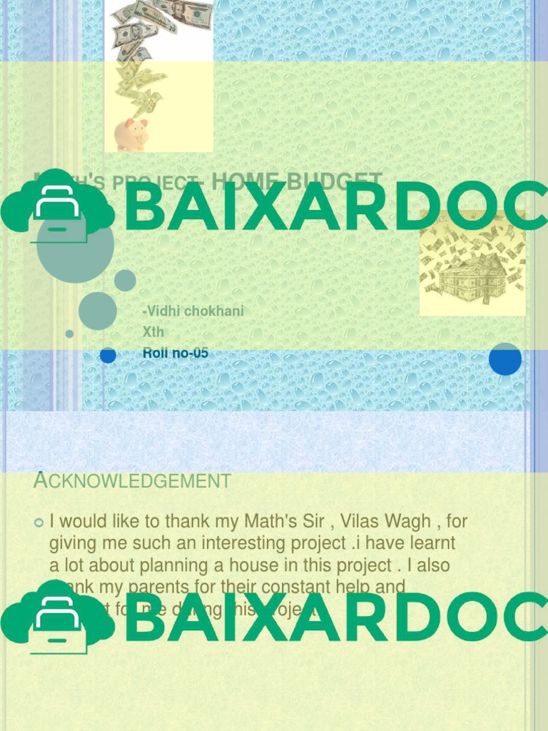 Maths Project On Home Budget | PDF | Budget | Taxes