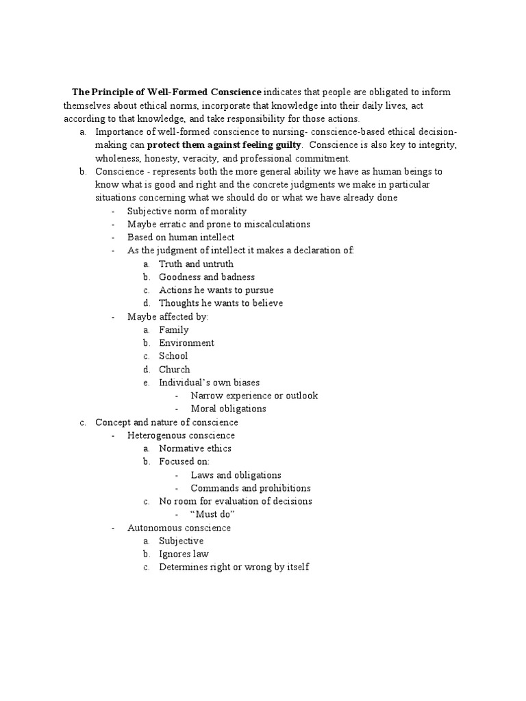 Understanding Well-Formed Conscience in Ethics | PDF