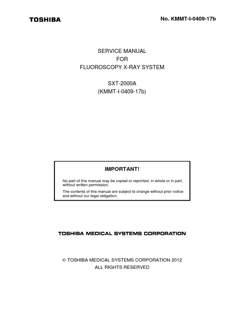 Toshiba Sxt-2000a Service Manual | PDF | Equipment | Electricity