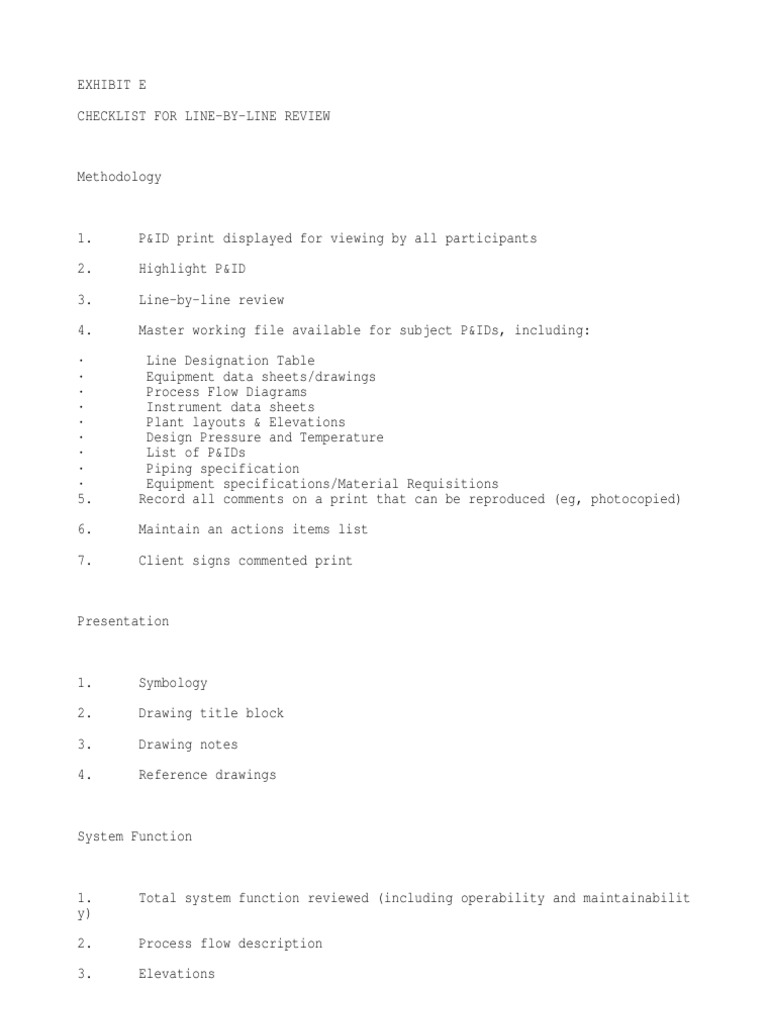 P&ID Review Checklist for Compliance | PDF