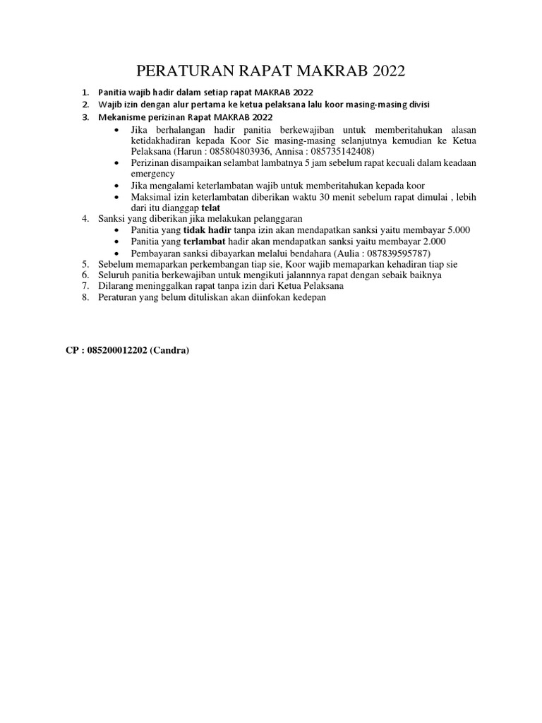 Peraturan Rapat Makrab 2022 | PDF