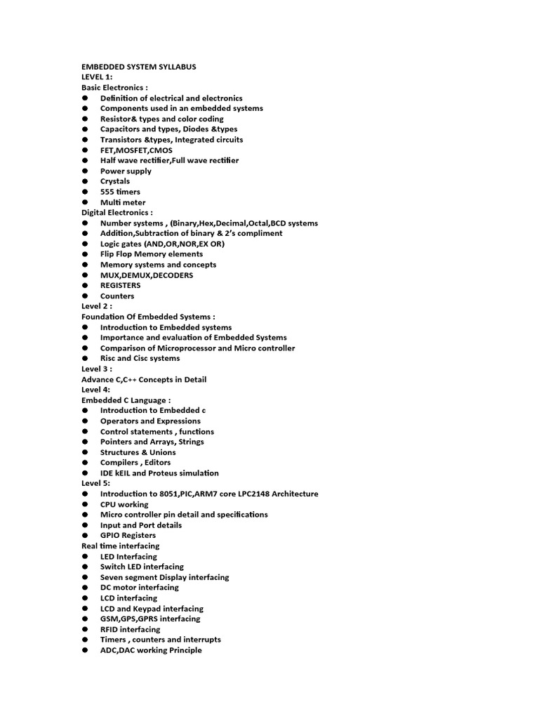 Embedded Systems Syllabus | PDF Embedded Systems Syllabus | PDF