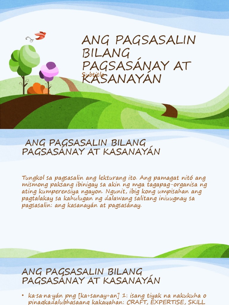 Ang Pagsasalin Bilang Pagsasánay at Kasanayán | PDF