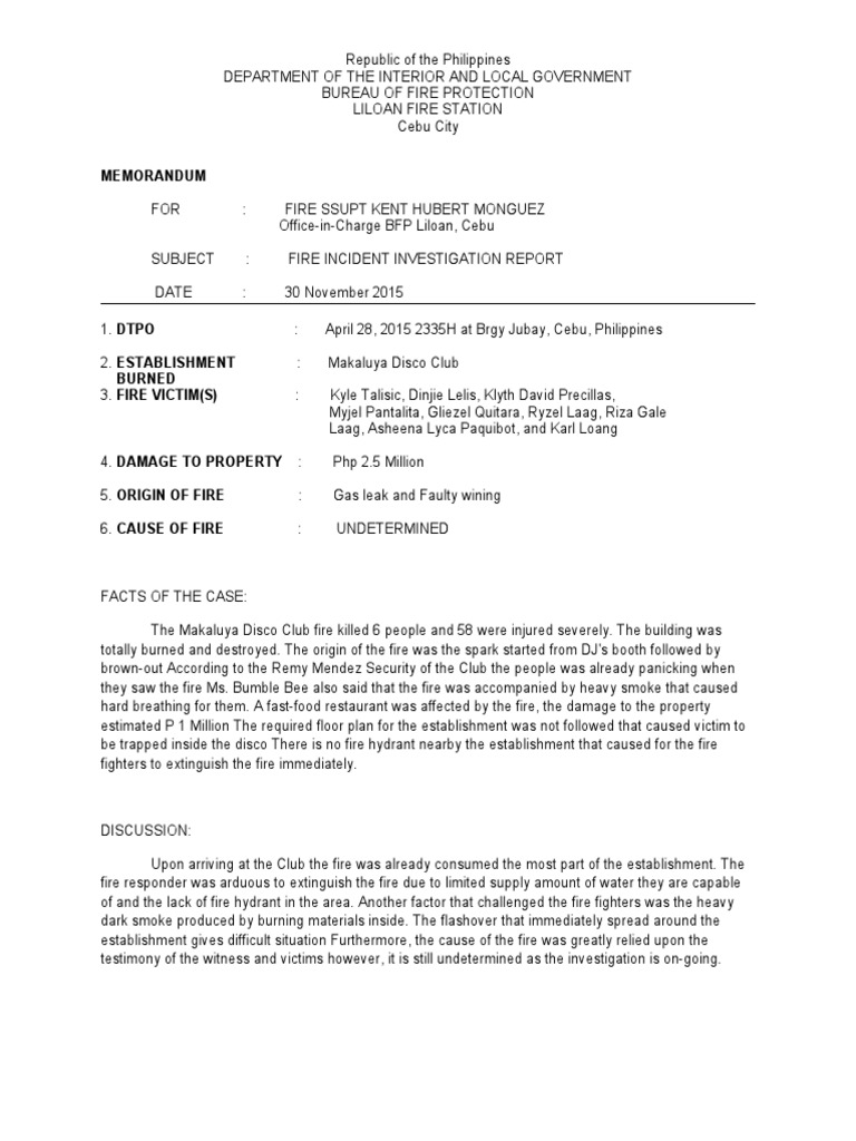 Ozone Disco Fire Investigation Report | PDF | Fires | Hazards