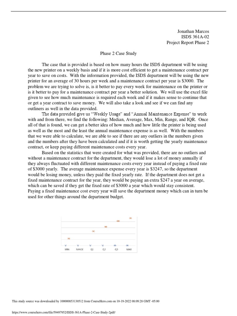 ISDS 361A Phase 2 Case Study 2 PDF | PDF | Statistics | Statistical Analysis