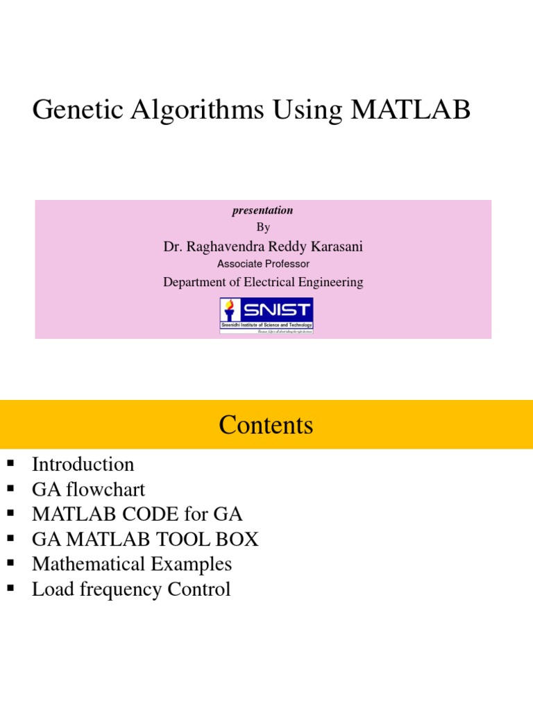 GA Using Matlab | PDF | Genetic Algorithm | Mathematical Optimization