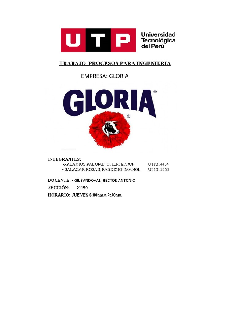 Trabajo Procesos para Ingenieria Avanze 1 Gloria | PDF | Leche | Producto (Negocio)