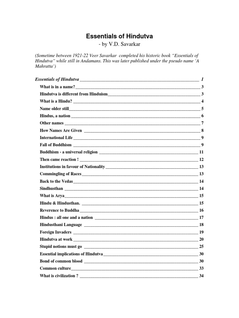 Essentials of Hindutva Explained | PDF | Religion & Spirituality