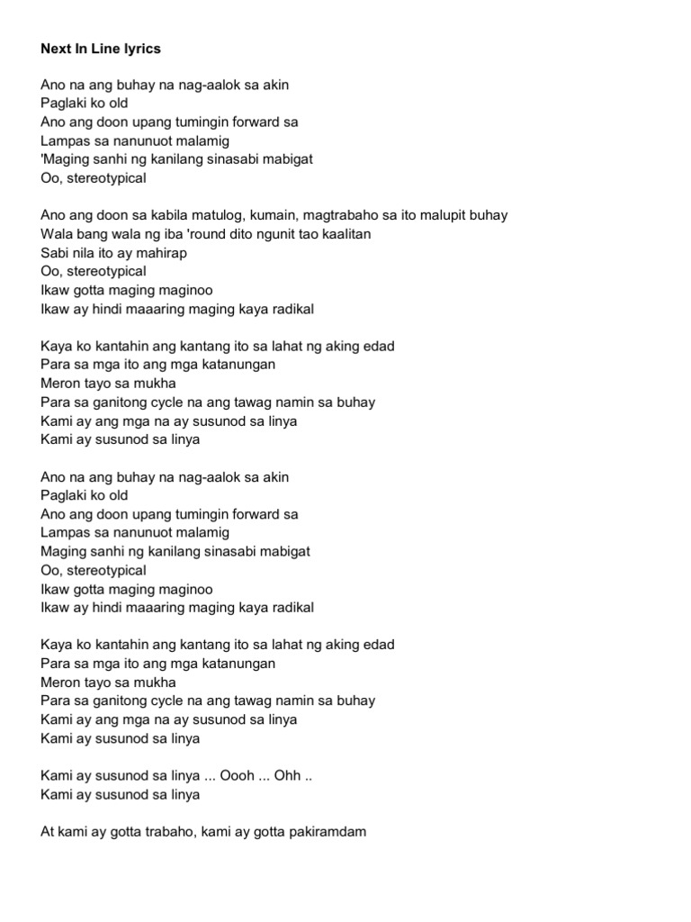 Next in Line Lyrics | PDF