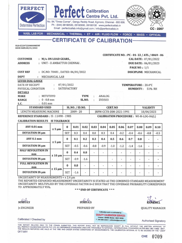 Bore Dial Gauge Calibration | PDF