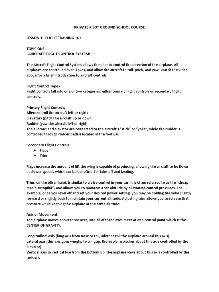 Aviation Ground School Notes | PDF | Flight Control Surfaces | Vehicle ...