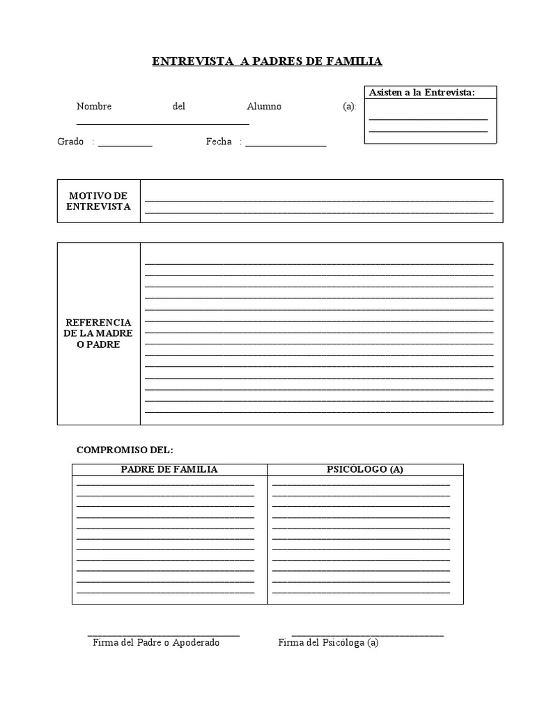 Entrevista A Padres de Familia | PDF