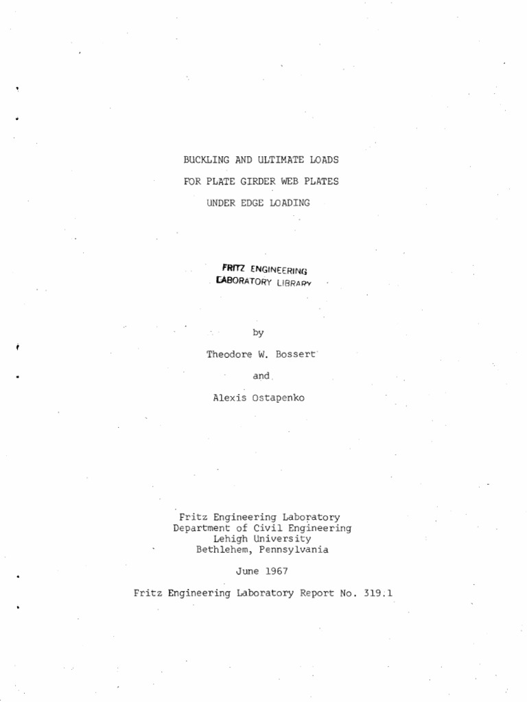 Buckling and Ultimate Loads For Plate Girder Web Plates Under Edge ...