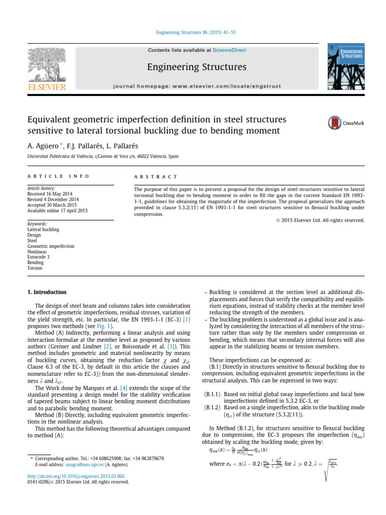 Aguero - Equivalent Geometric Imperfection Definition - Bending | PDF ...