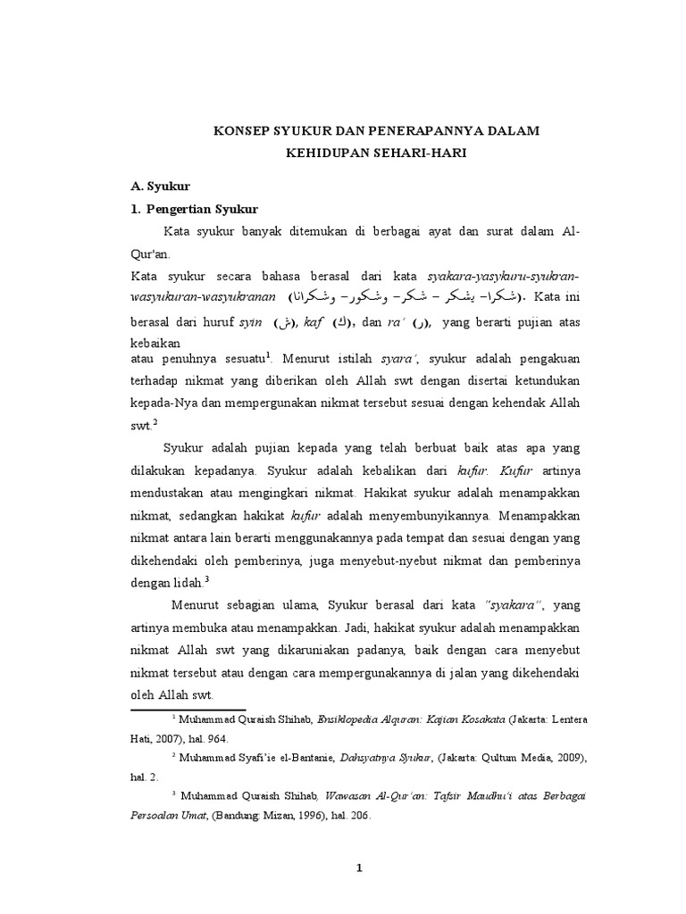 Konsep Syukur Dan Penerapannya Dalam Kehidupan Sehari | PDF