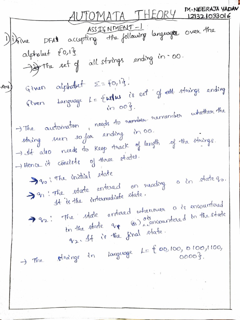 Automata Theory Assignment 121321033016 Pdf