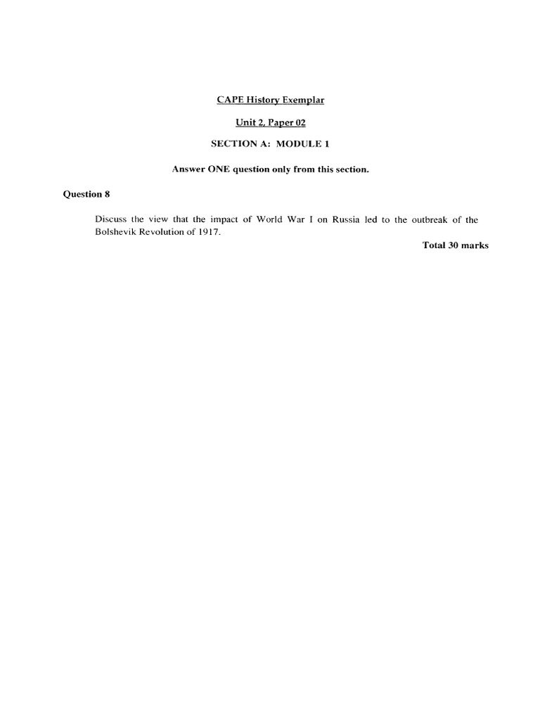 CAPE June2011 History Unit2 Pap2 Q8.Ex | PDF
