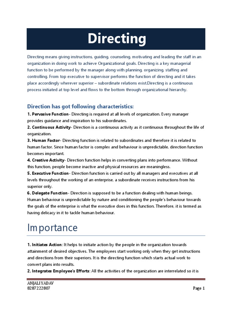 Directing | PDF | Leadership | Motivational