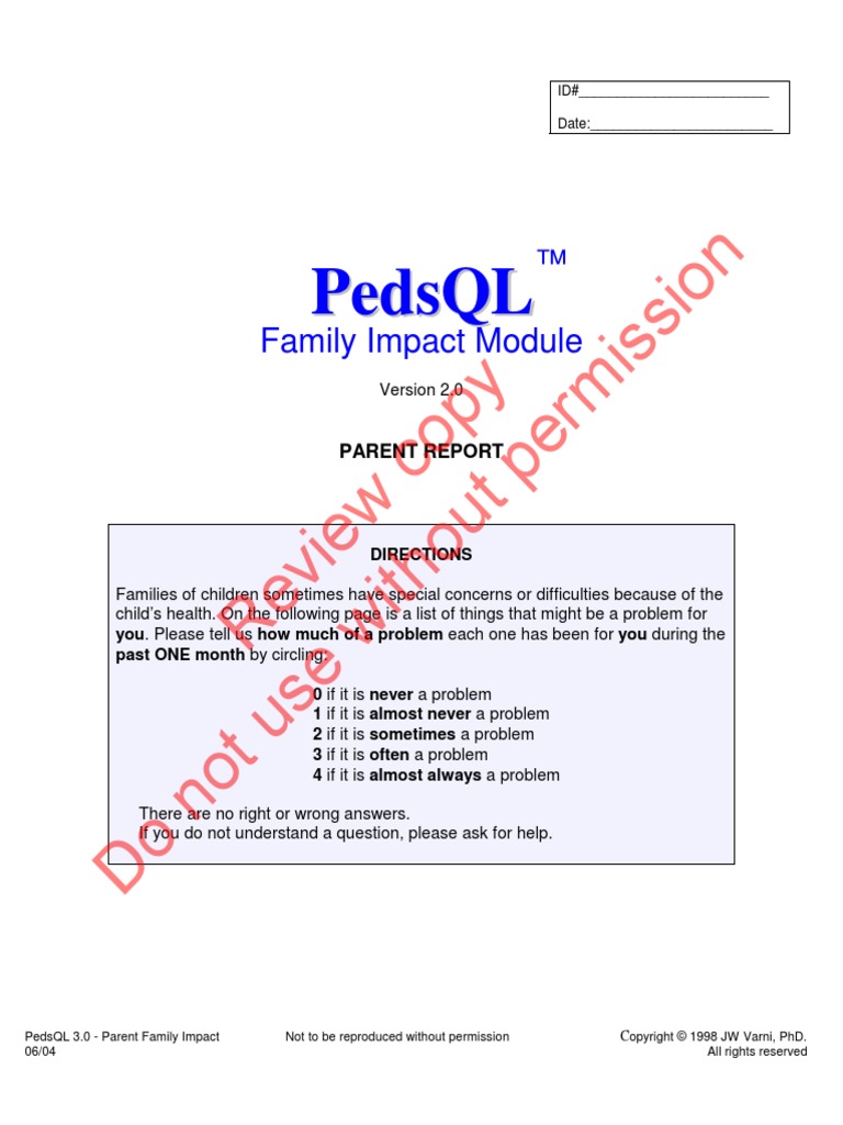 PEDSQL | PDF | Health Sciences | Psychological Concepts