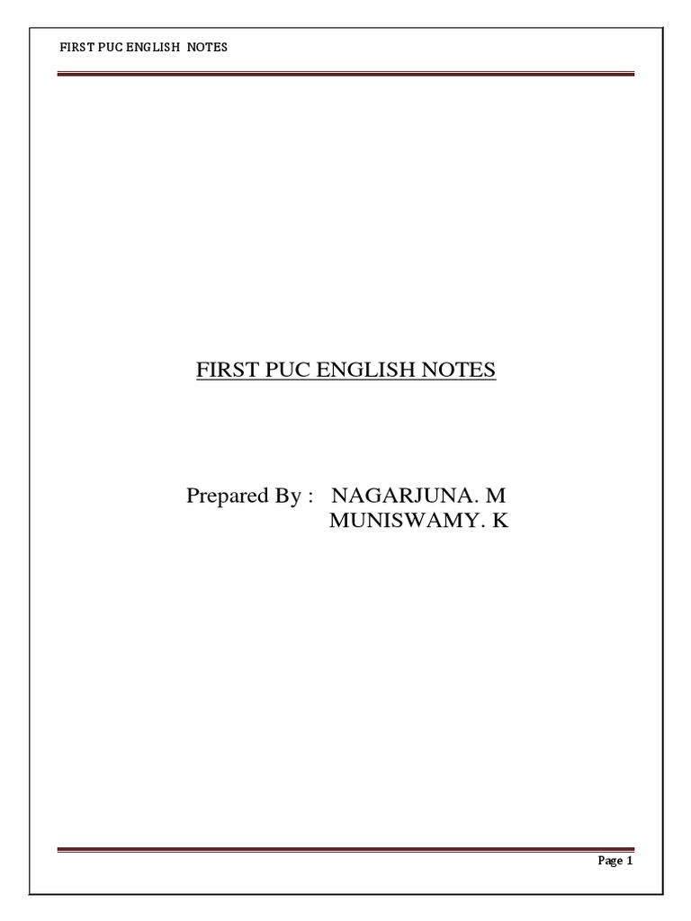 1st PUC English Notes: The Gentlemen of the Jungle | PDF | Ayurveda ...