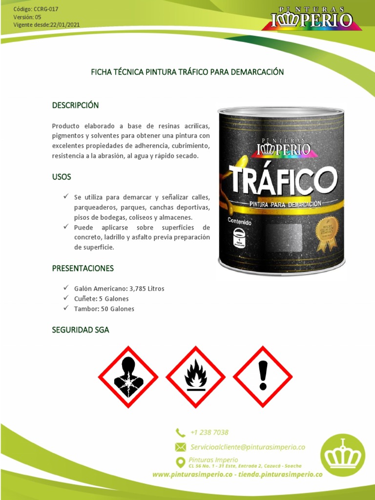 Ficha Técnica de Pintura Tráfico | PDF