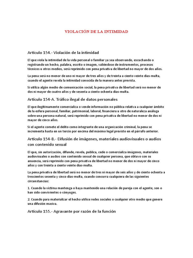 Violación de La Intimidad | PDF | Violación | Castigos