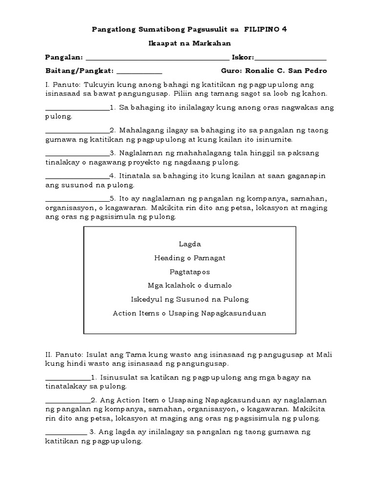Q4 Filipino ST3 | PDF