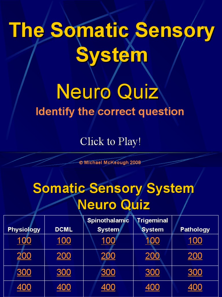 An Interactive Neuroanatomy Quiz on the Somatic Sensory System | PDF ...