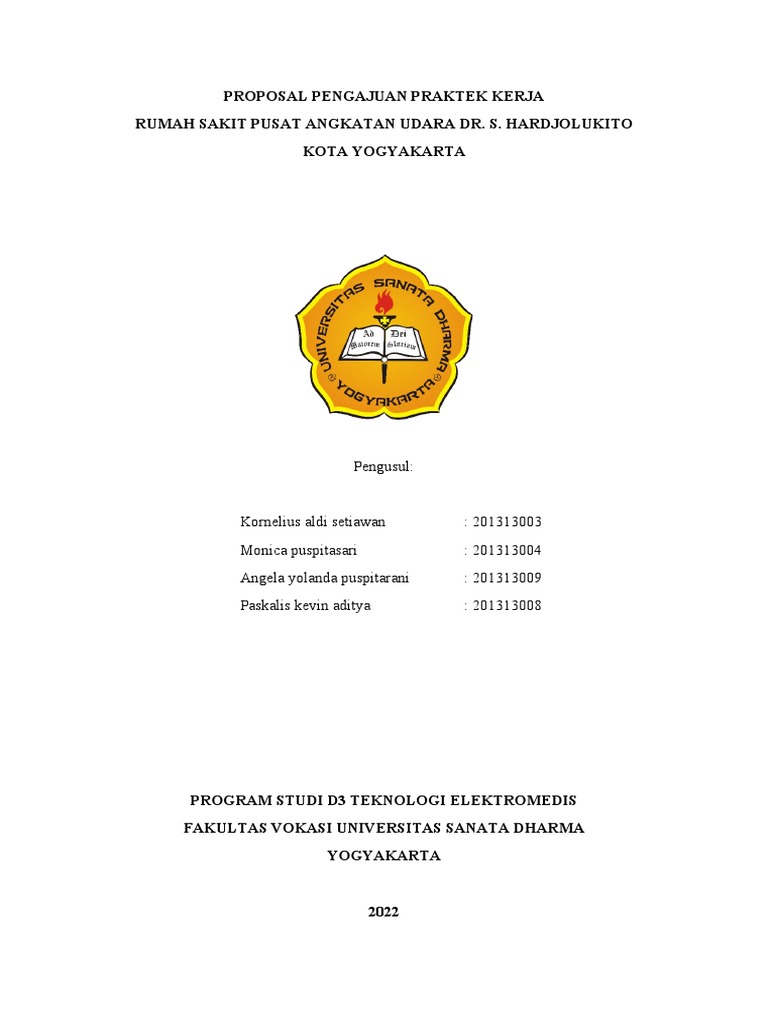 PROPOSAL PENGAJUAN PRAKTEK KERJA (Dr. S. Hardjolukito) | PDF | Bisnis | Sains & Matematika