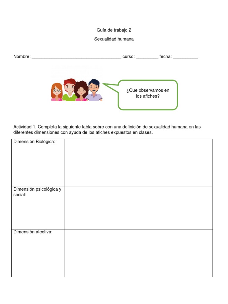 Ficha De Trabajo 2 Sexualidad Humana Pdf