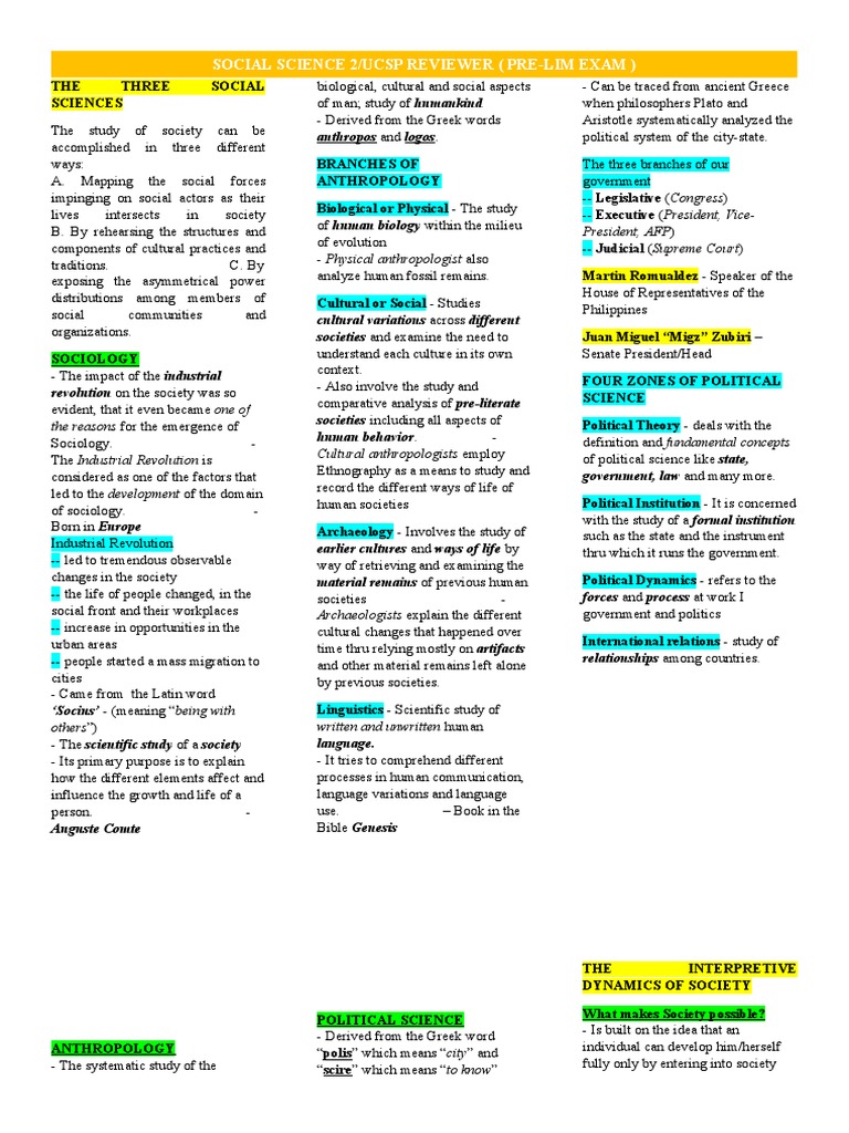 Social Science Prelim Reviewer | PDF | Social Sciences | Science