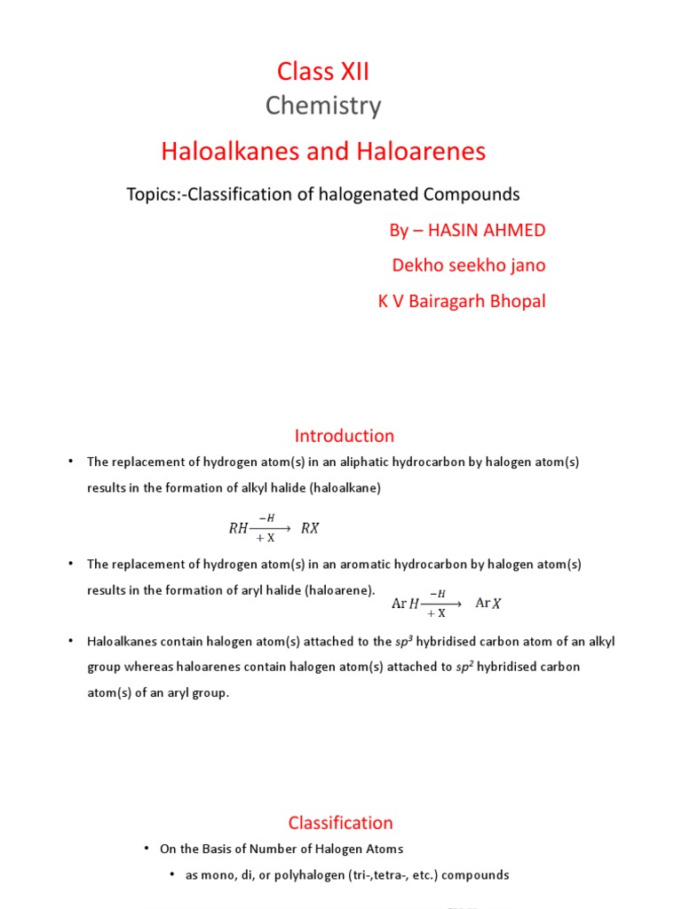 Class 12 Chapter 10 Haloalkanes and Haloarenes-1 | PDF | Chemical Reactions | Chirality (Chemistry)