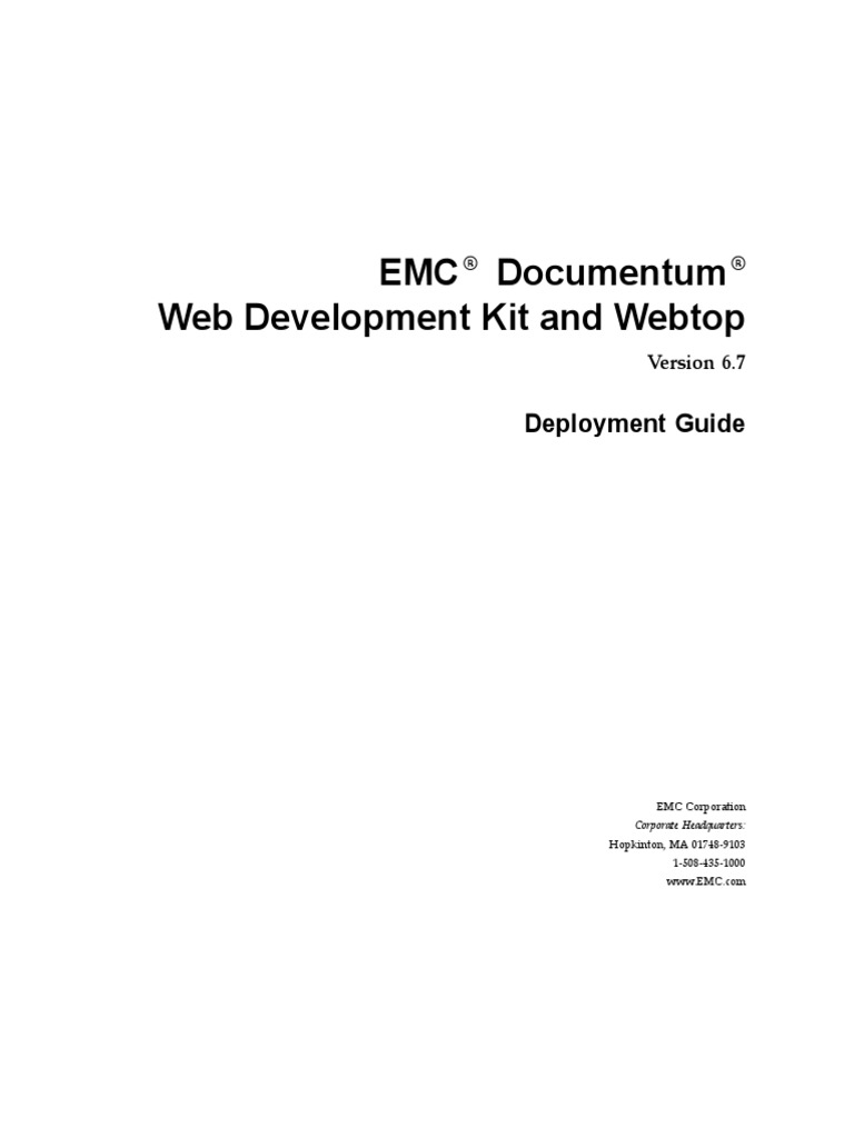 Documentum Web Development Kit and Webtop 6.7 Deployment Guide | PDF