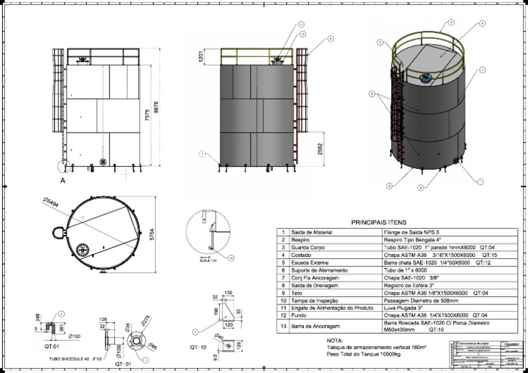 Tanque Vertical 180000L Com 2D Rv4 | PDF