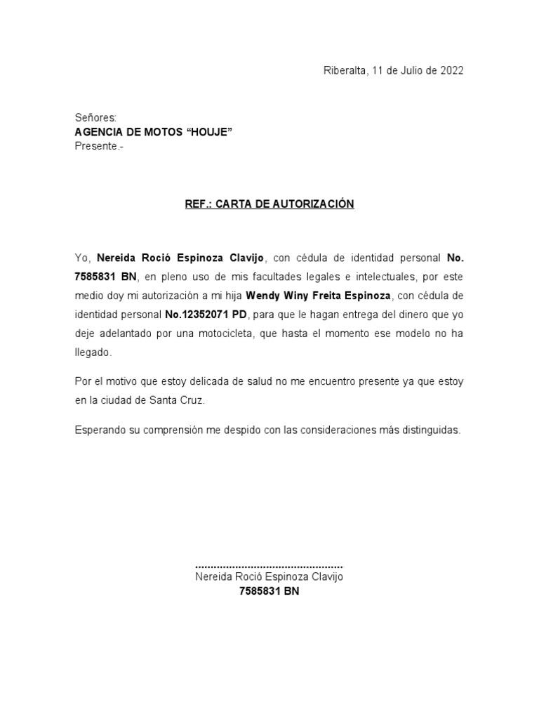 Carta de Autorizacion | PDF