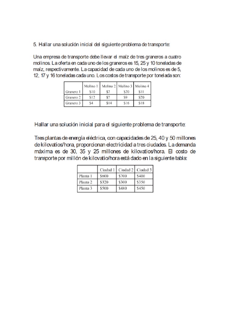Problemas de Transporte | PDF