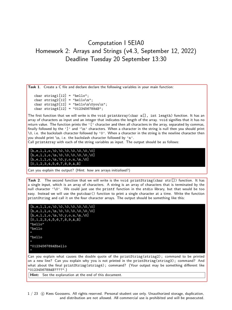 02 Arrays and Strings v4.3 | PDF | String (Computer Science) | Subroutine