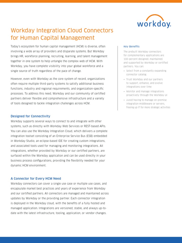 Workday Integration Cloud Connectors HCML Datasheet | PDF | Cloud ...