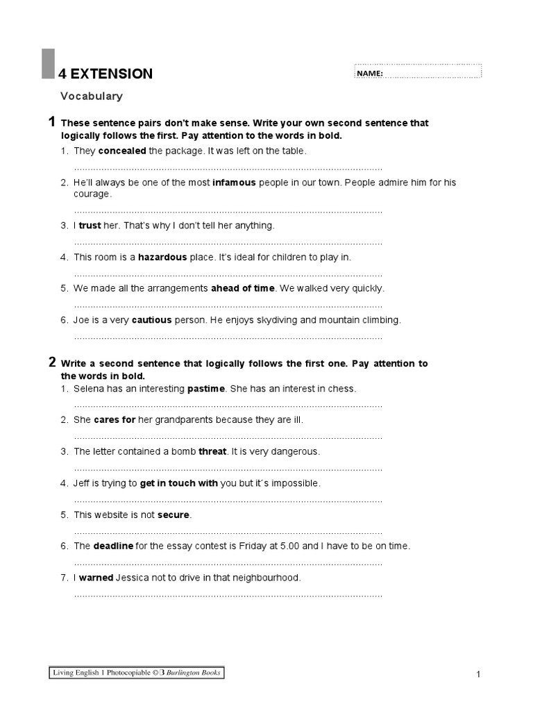 Living English 1 Ext 4 | PDF