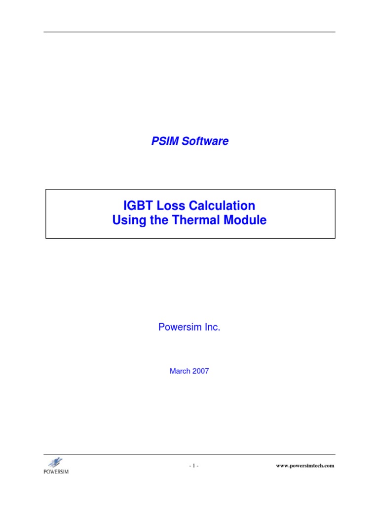 Tutorial IGBT Loss Calculation | PDF | Power Inverter | Transistor