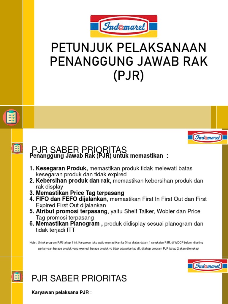 Prosedur Pelaksanaan PJR Indomaret | PDF | Pengelolaan Keuangan & Uang ...