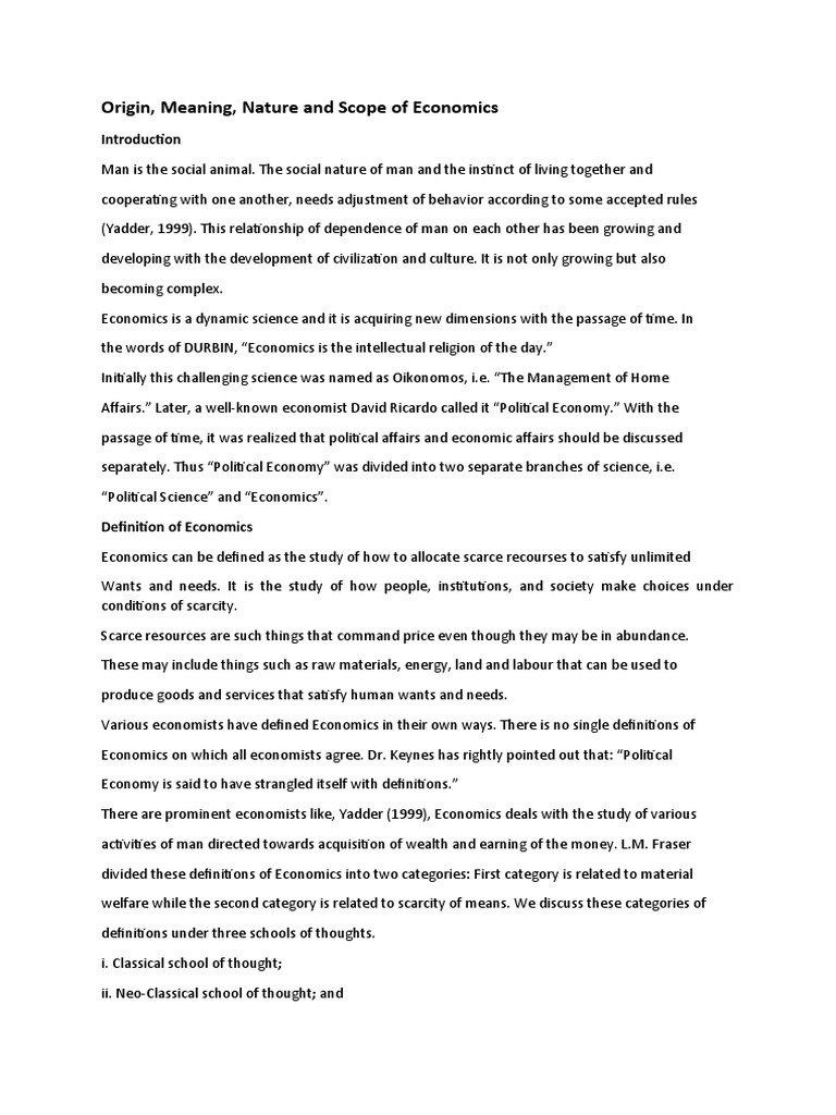 Understanding Economics: Definitions & Scope | PDF | Economics | Wealth