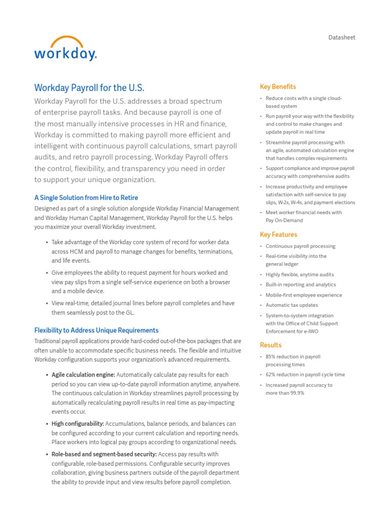 Datasheet Workday Payroll | PDF | Payroll | Human Resource Management