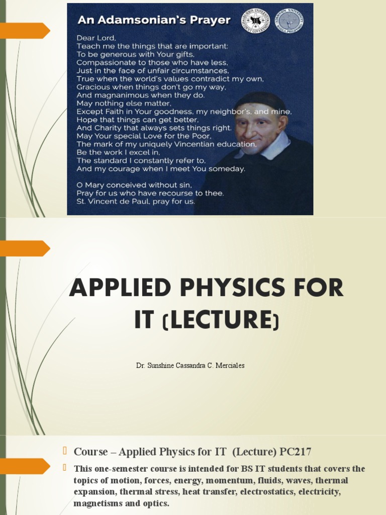 1 Applied Physics Orientation MW 10-11 | PDF | Physics