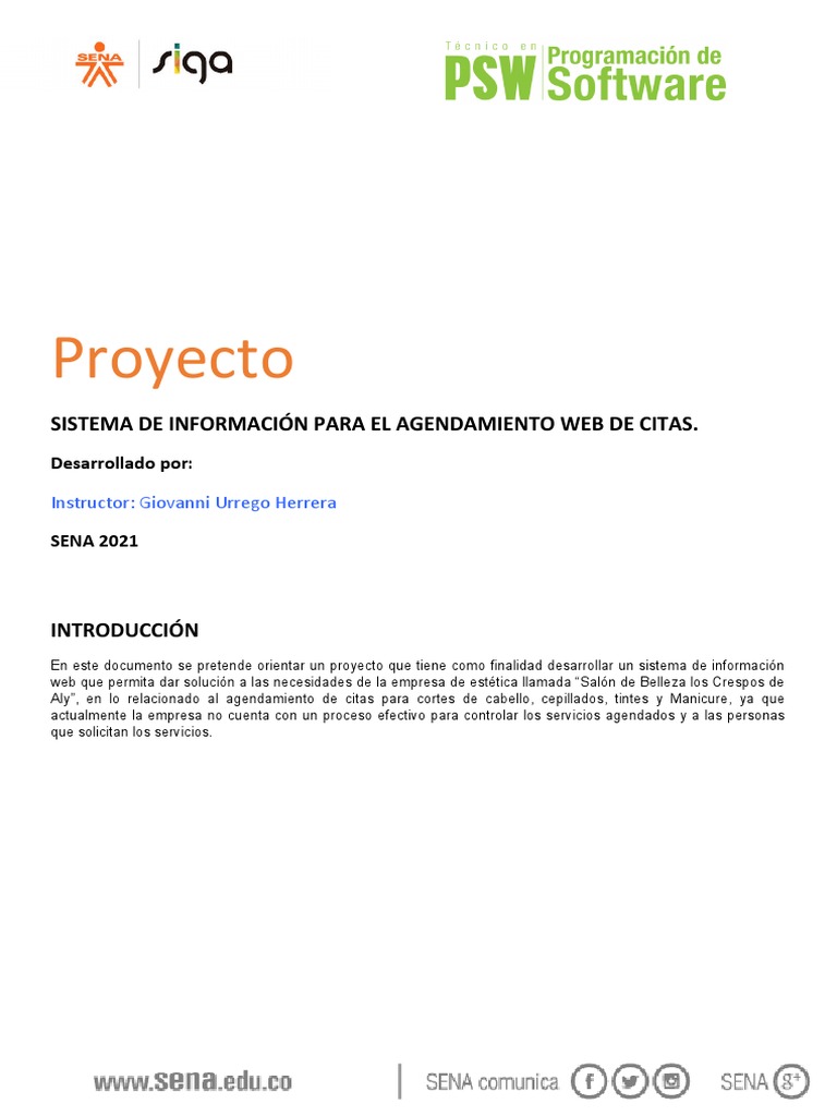 Plantilla Proyectos - Agendamiento de Citas Web | PDF | Bases de datos | Usuario (informática)