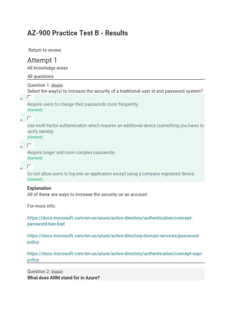 AZ-900 Practice Test B - Results | PDF | Cloud Computing | Microsoft Azure